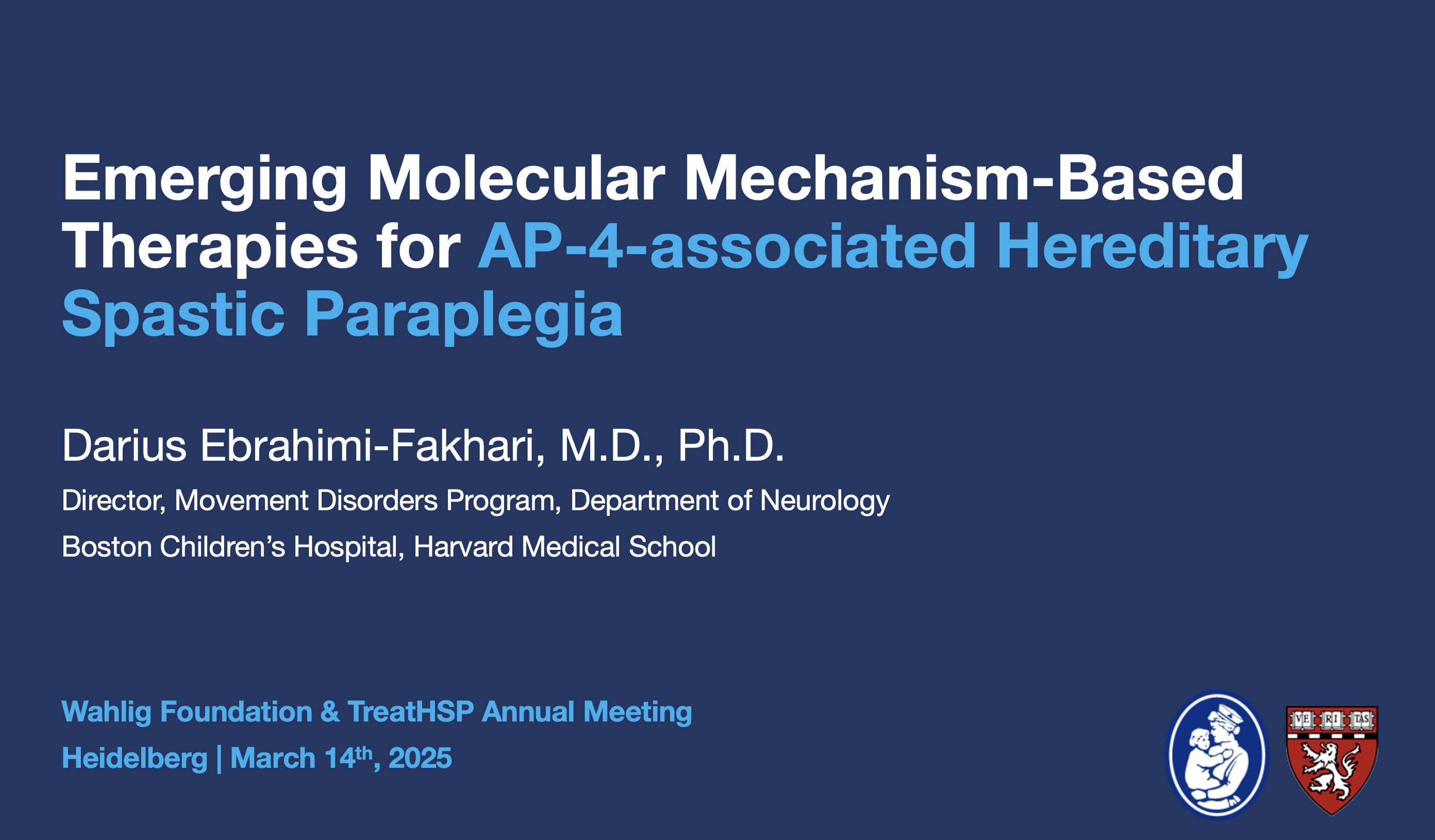 Dr. Ebrahimi-Fakhari provides an update at the Annual Tom Wahlig ...